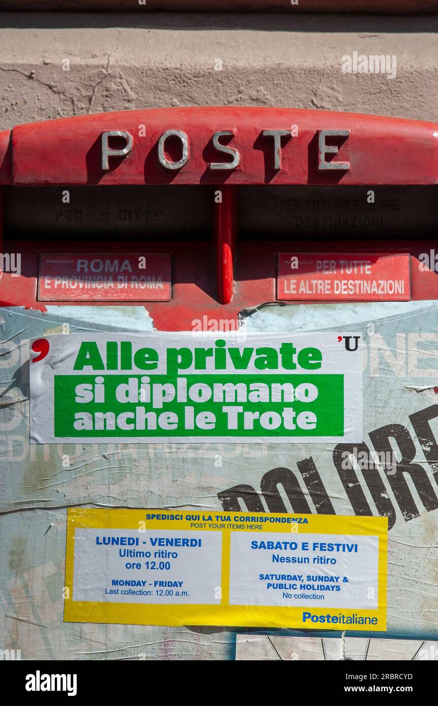 Mail box in Rome Italy Stock Photo - Alamy