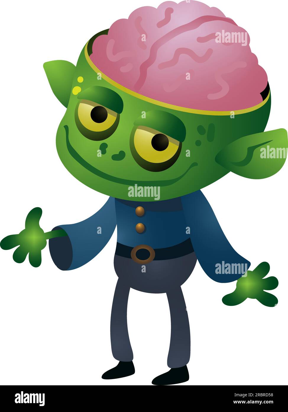 Zombie with open cranium smiling vector illustration Stock Vector Image ...