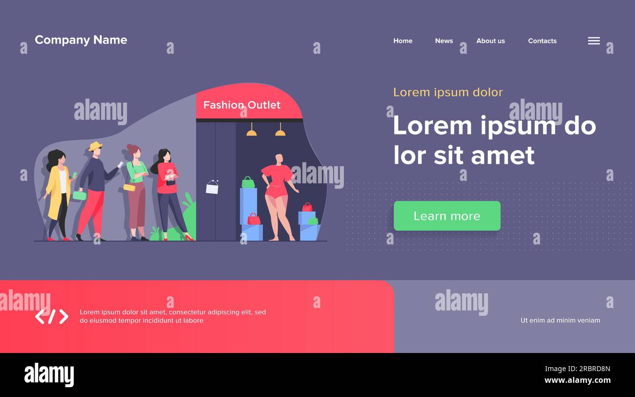 Queue of customers standing for sale at boutique window Stock Vector ...