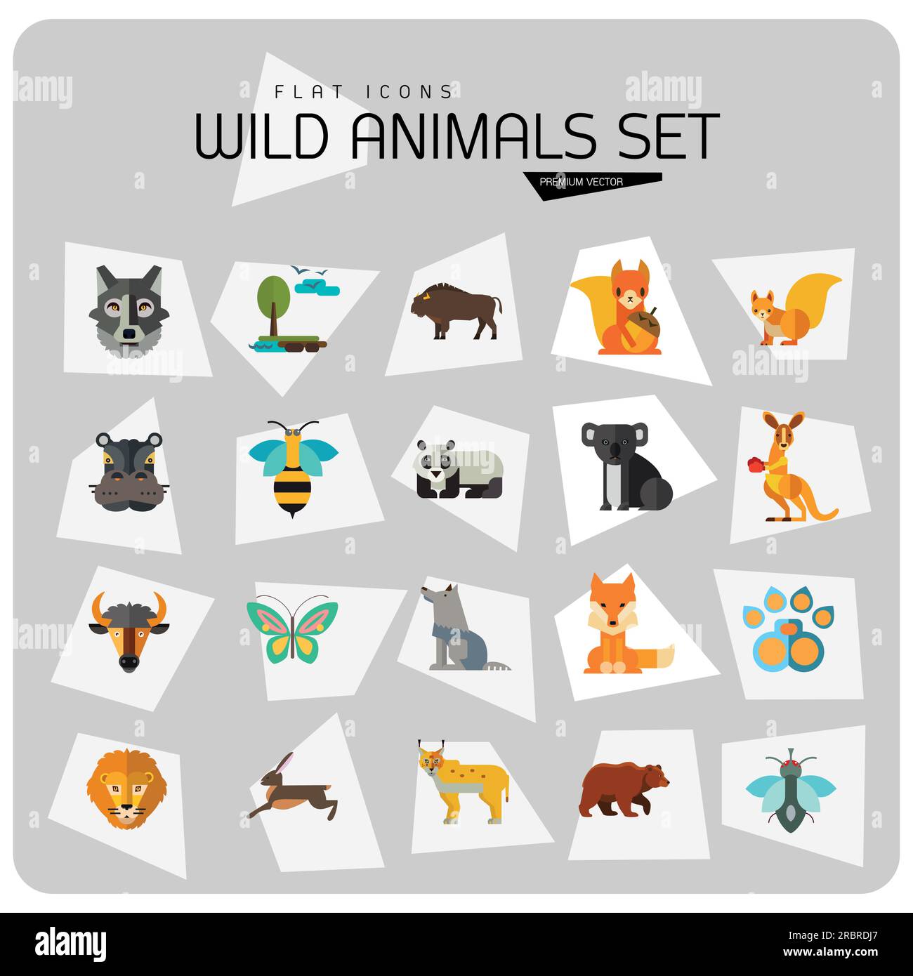 Wild Animals Icon Set Stock Vector Image & Art - Alamy