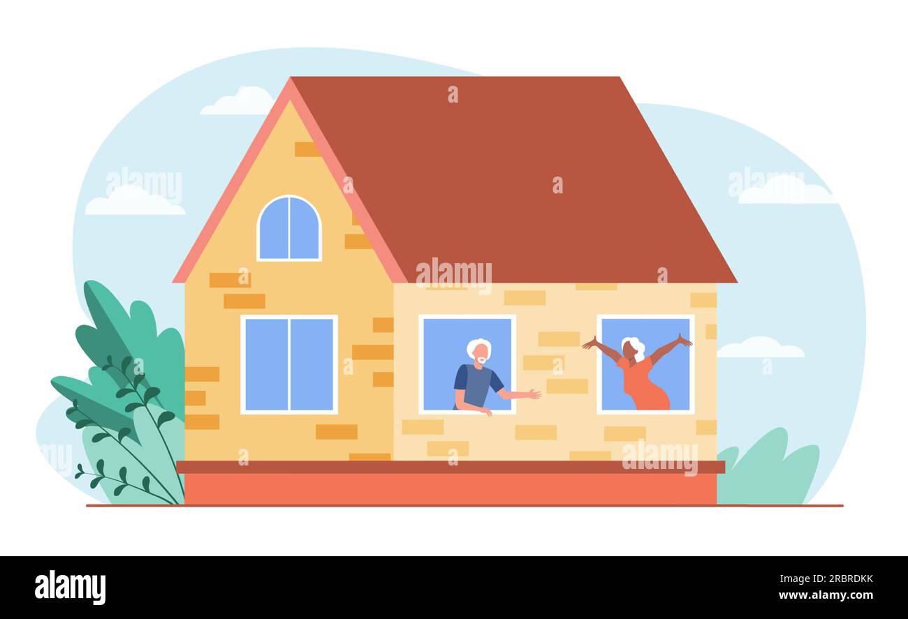 Old people talking through windows Stock Vector Image & Art - Alamy