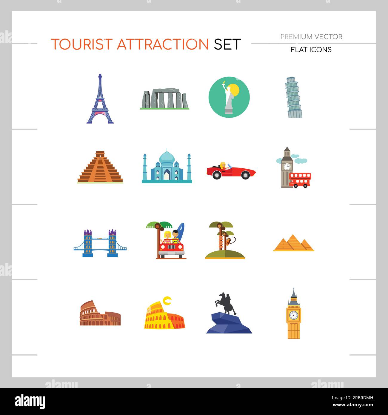 Tourist Attraction Icons Set Stock Vector Image & Art - Alamy