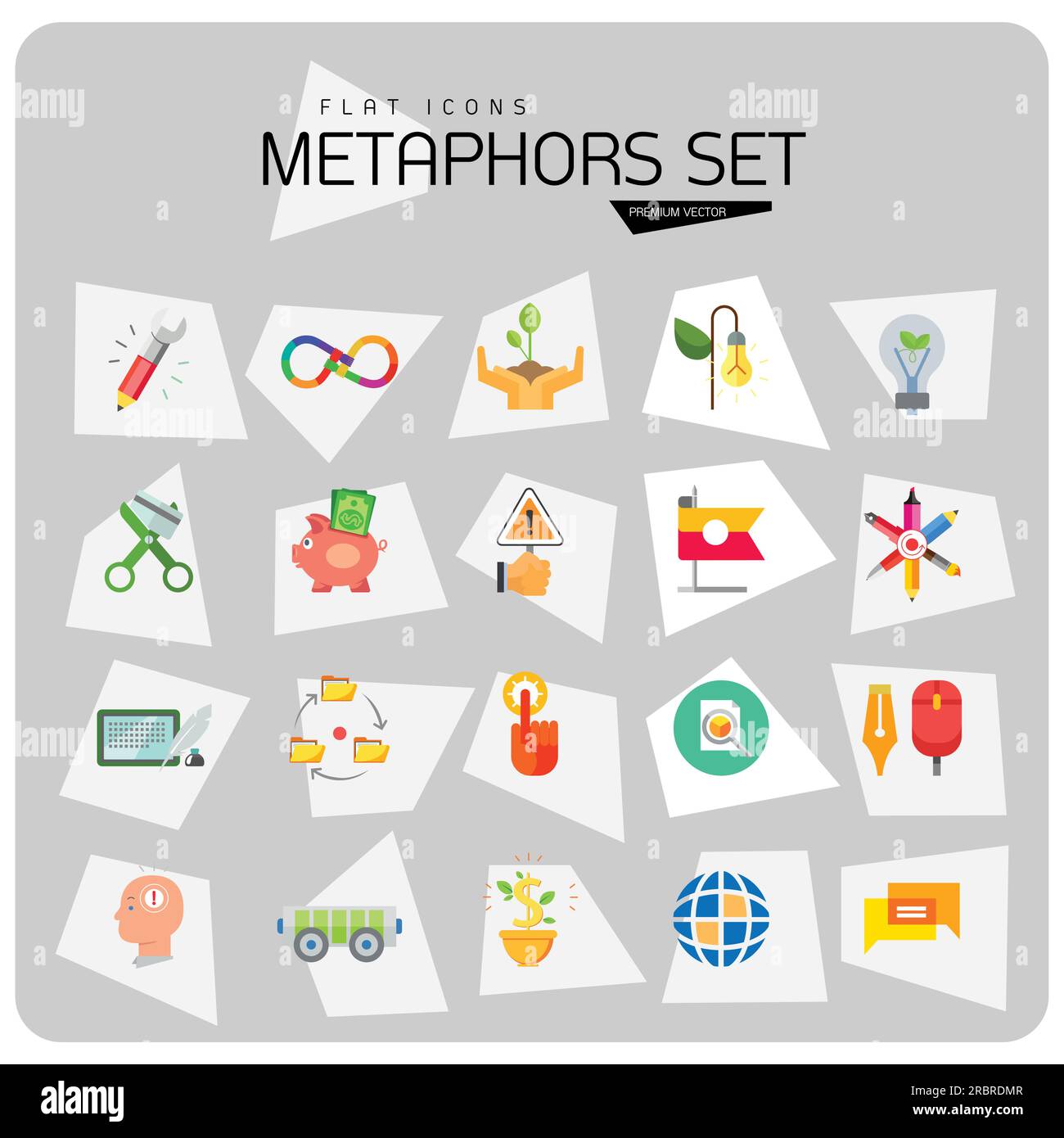 Metaphors flat icons set Stock Vector Image & Art - Alamy