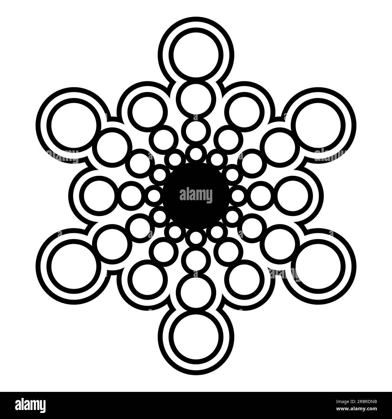 Symbol of the sun with rays emanating from a center, enclosed by a ...