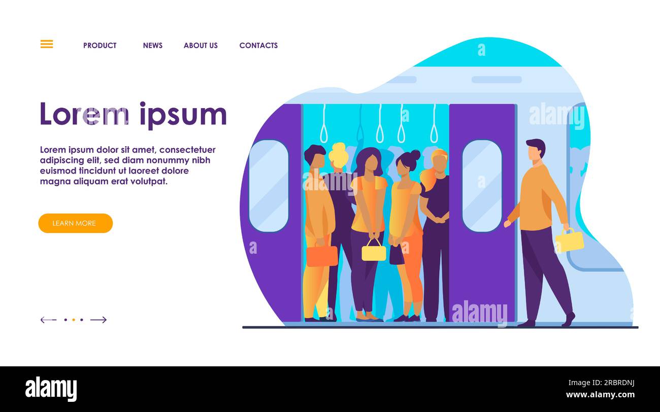 Crowd of commuters traveling by subway train Stock Vector Image & Art ...