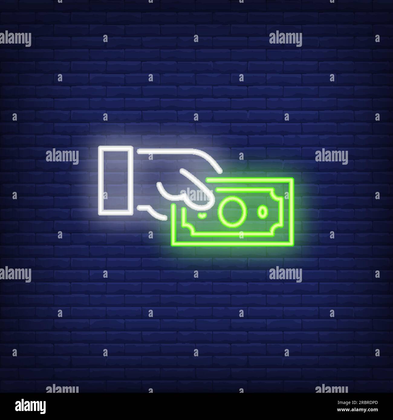 Hand holding dollar bill neon sign Stock Vector Image & Art - Alamy
