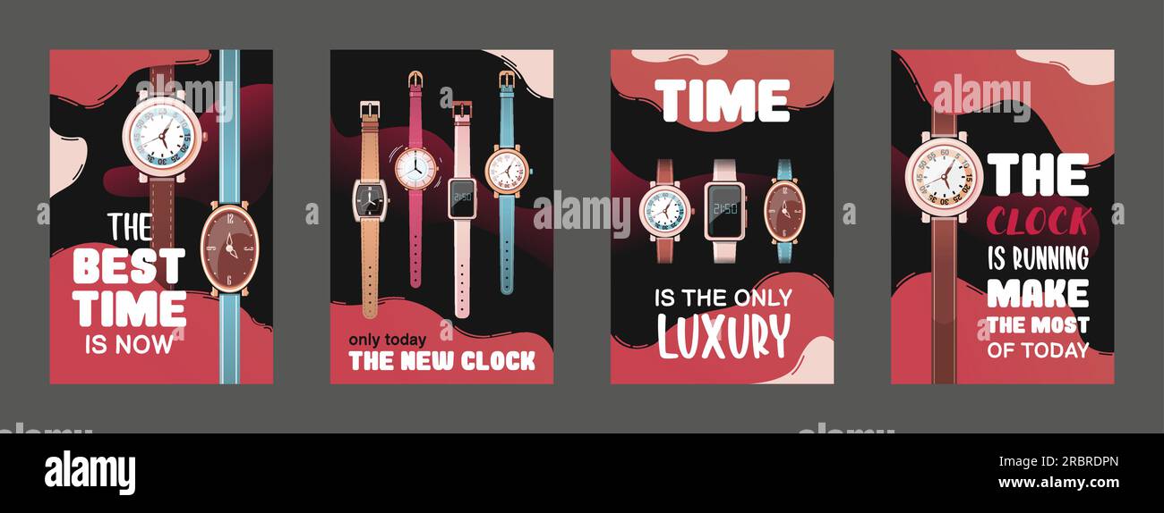 Colored brochures with watches vector illustration Stock Vector Image ...