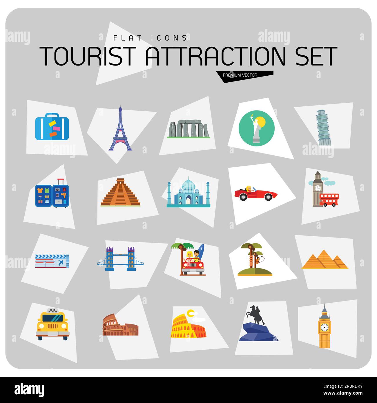 Tourist Attraction Icons Set Stock Vector Image & Art - Alamy