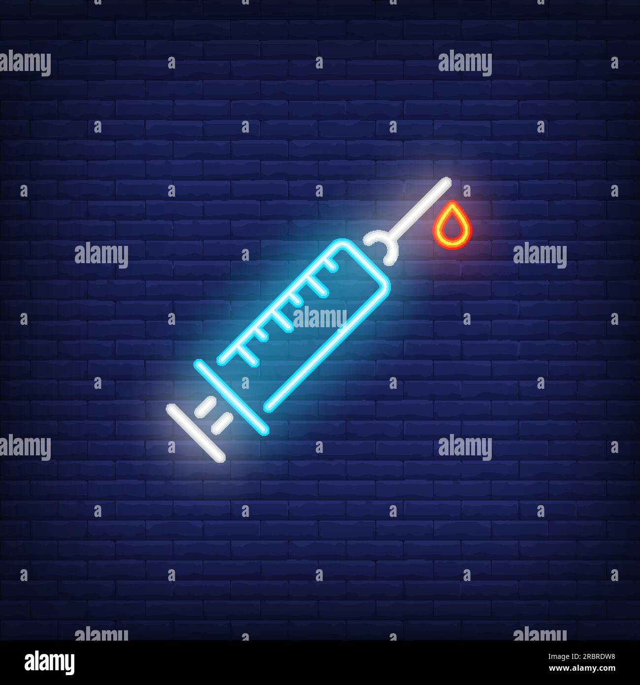 Syringe with blood drop neon sign Stock Vector Image & Art - Alamy
