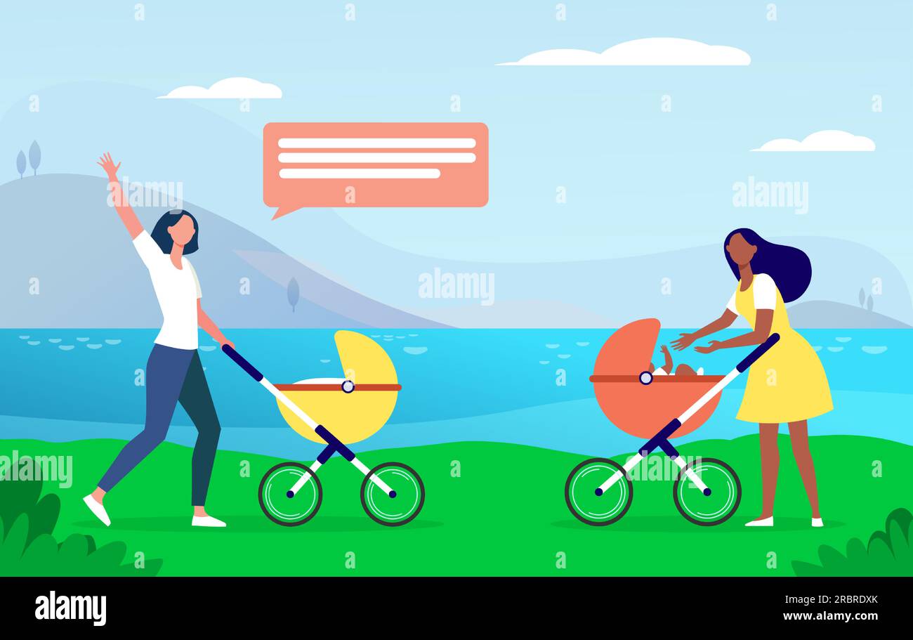 Two new moms walking together Stock Vector Image & Art - Alamy