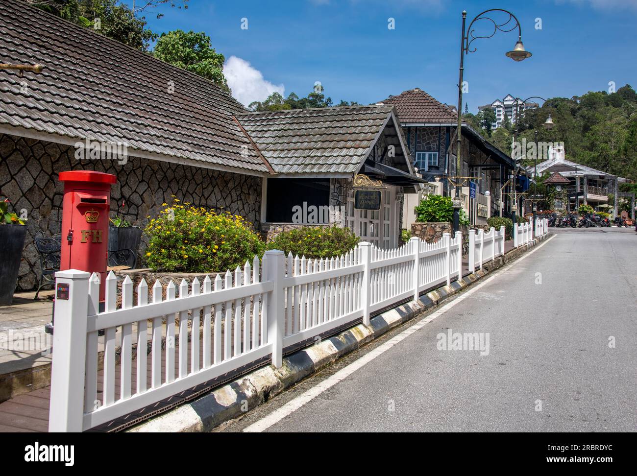 Main street with red letter box Fraser Hill Colonial Station Malaysia ...