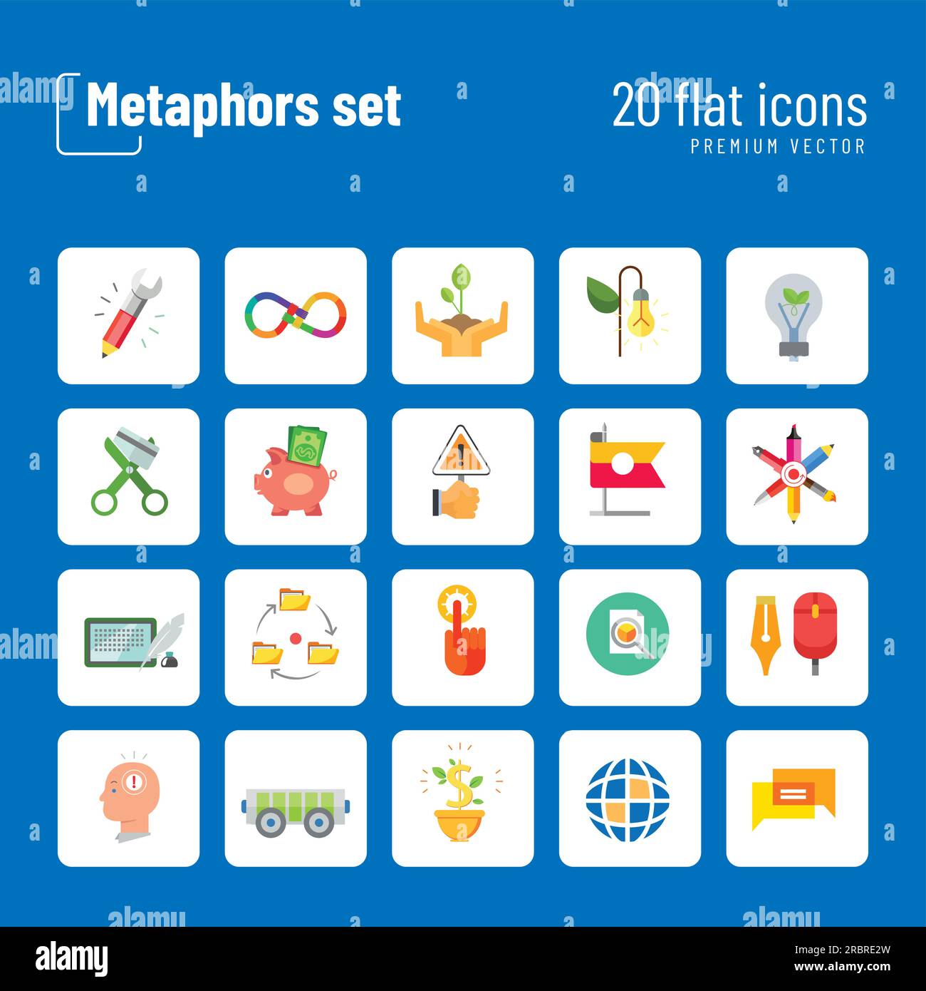 Metaphors flat icons set Stock Vector Image & Art - Alamy