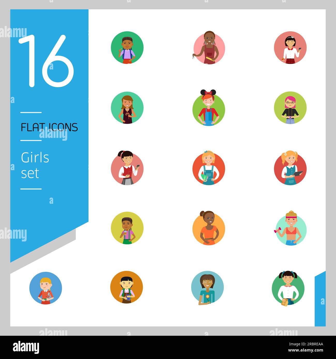 Girls Icons Set Stock Vector Image & Art - Alamy