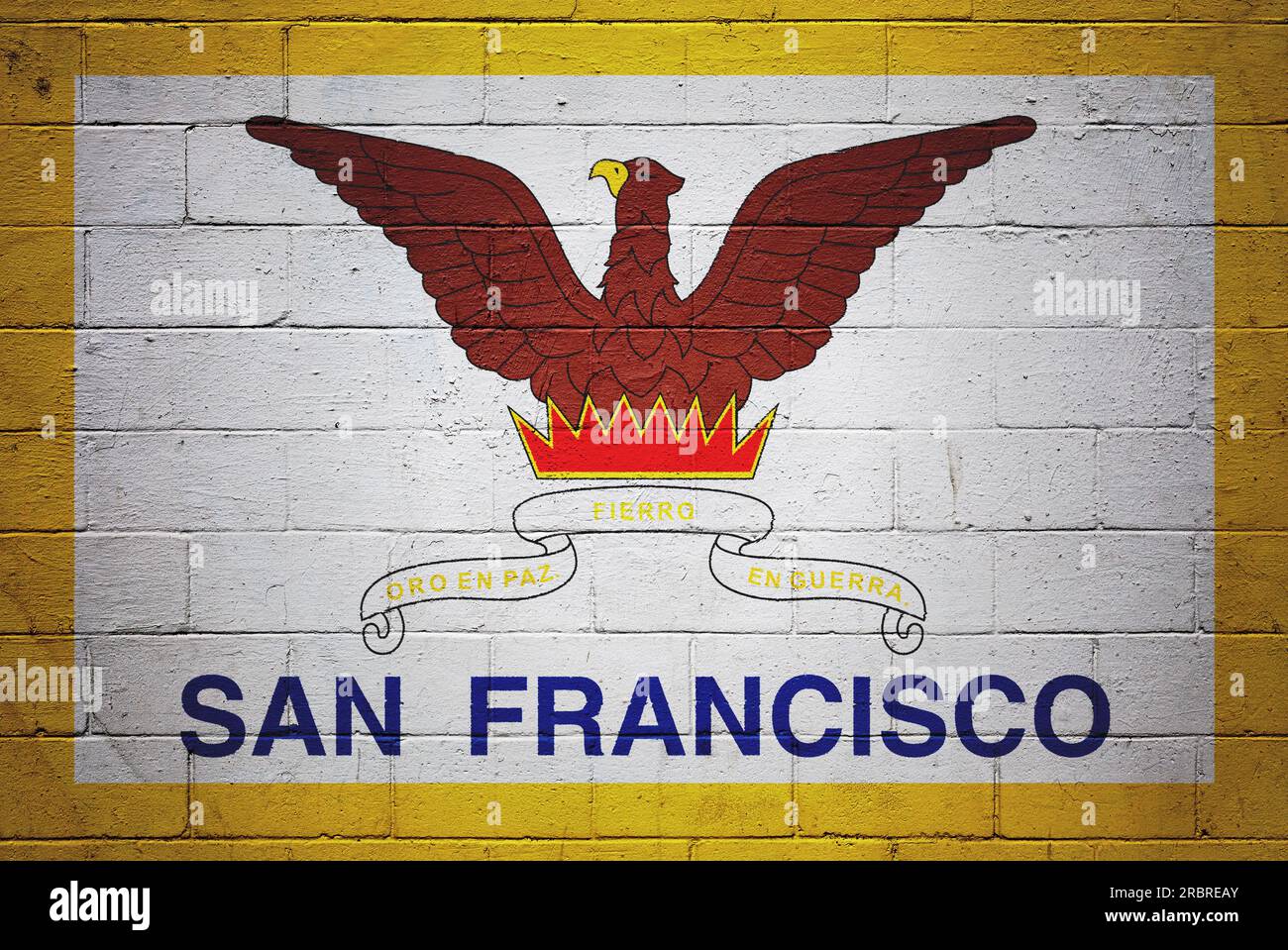 Flag of San Francisco painted on a cinder block wall Stock Photo - Alamy