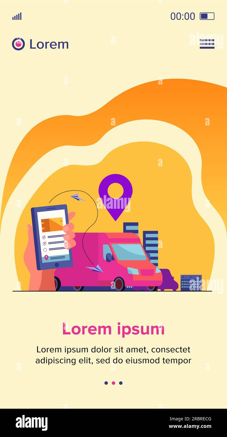 Customer Using Mobile App For Tracking Order Delivery Stock Vector