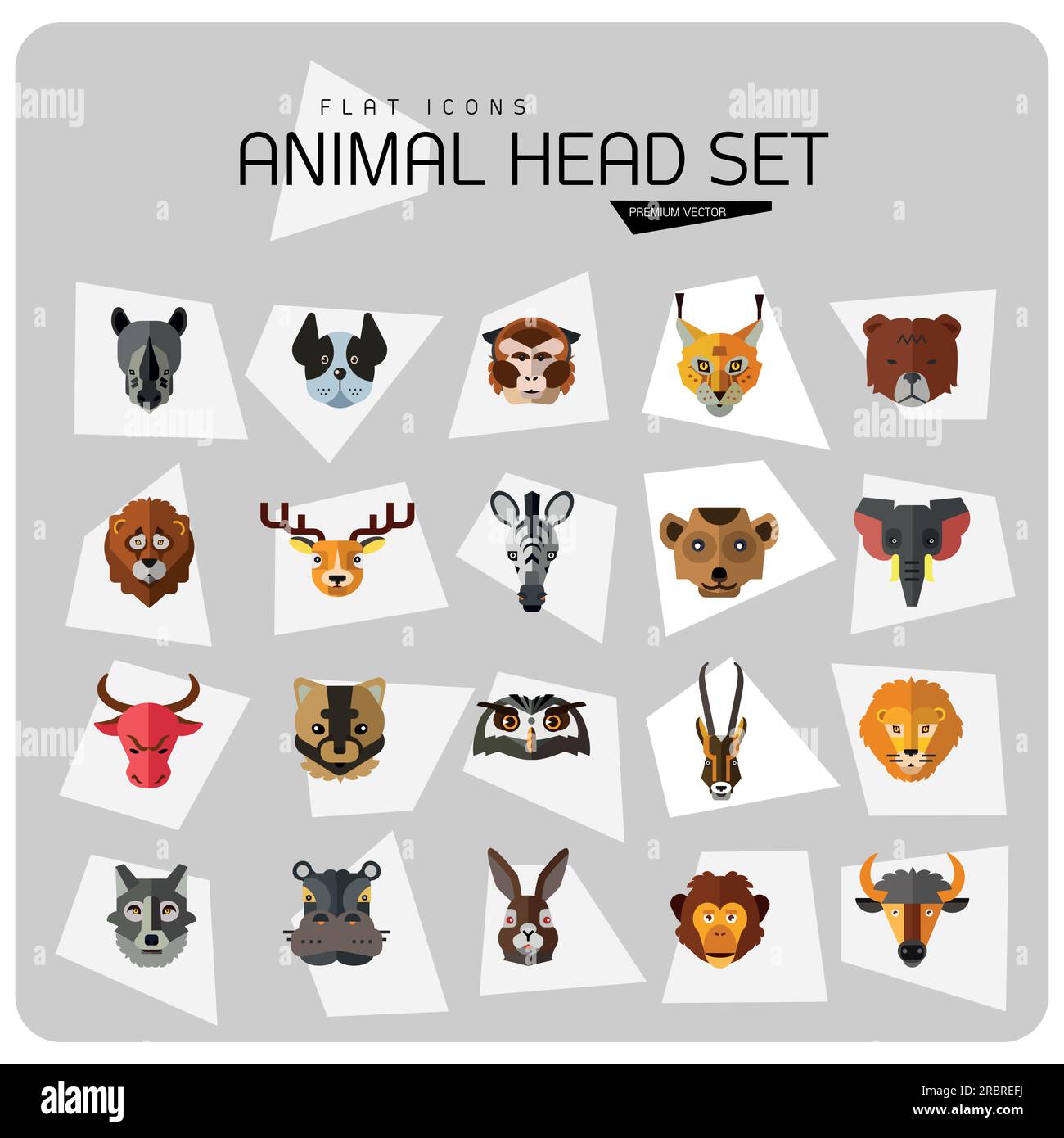 Animal head icons set Stock Vector Image & Art - Alamy