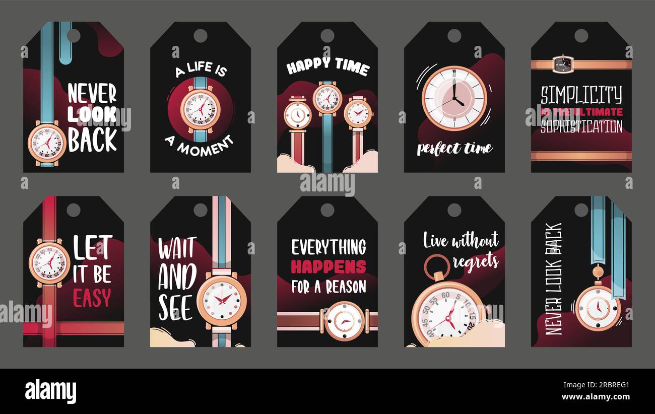 Stylish labels with watches vector illustration Stock Vector Image ...
