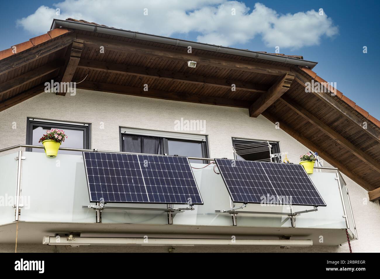 Two solar panels on a balcony - energy saving concept in germany Stock ...