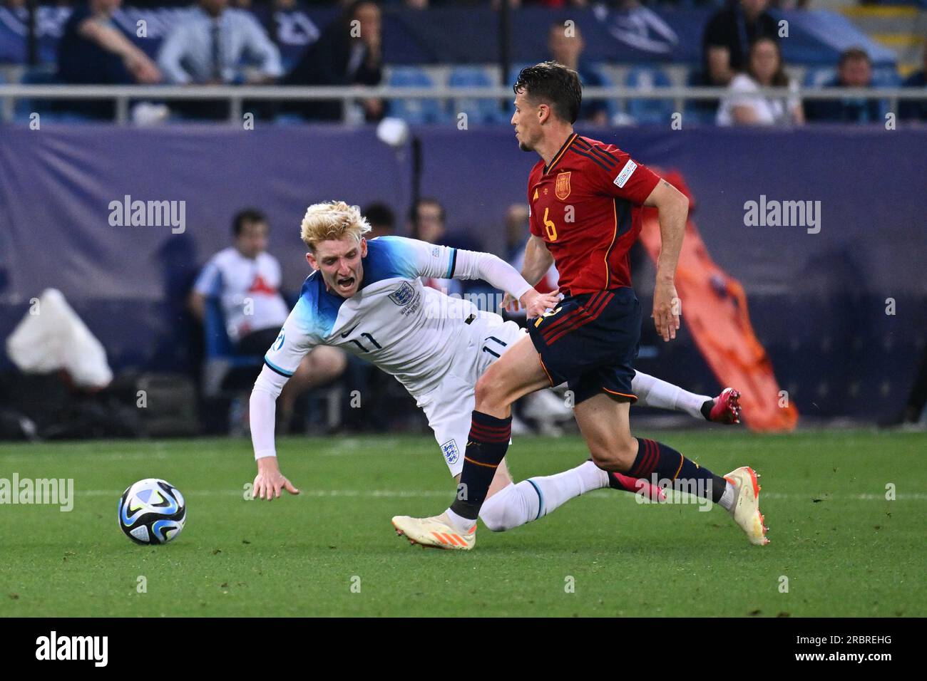 BATUMI, GEORGIA - JULY 8: Antonio Blanco, Anthony Gordon during the UEFA Under-21 Euro 2023 ...