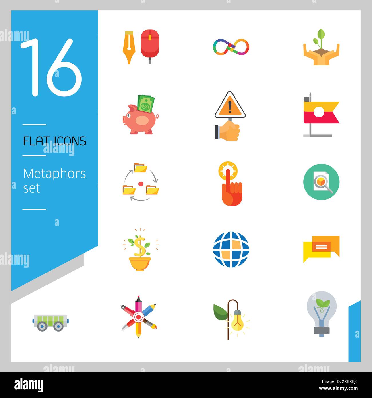 Metaphors flat icons set Stock Vector Image & Art - Alamy