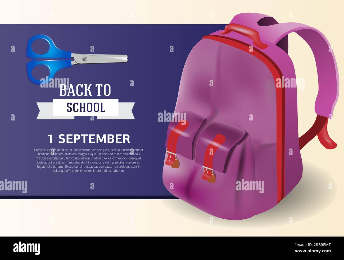 First of September, back to school poster design with backpack Stock ...