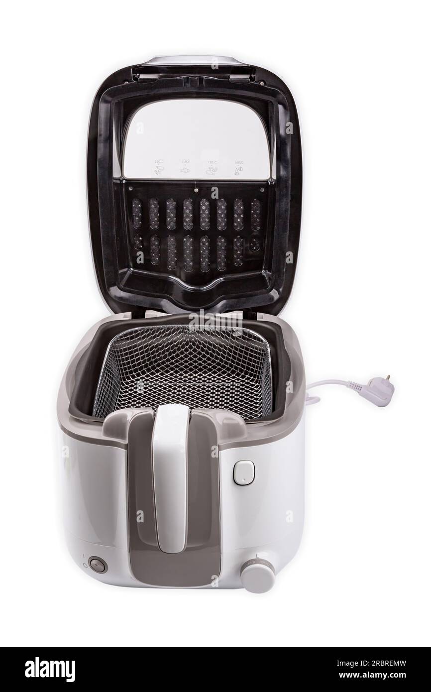 Opened Air Fryer isolated on white background Stock Photo - Alamy