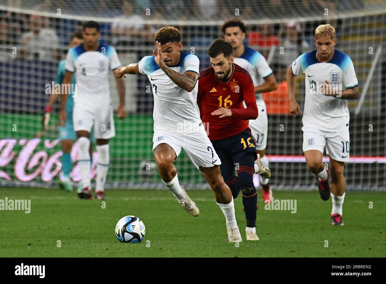 BATUMI, GEORGIA - JULY 8: Morgan Gibbs-White, Alex Baena during the UEFA Under-21 Euro 2023 ...