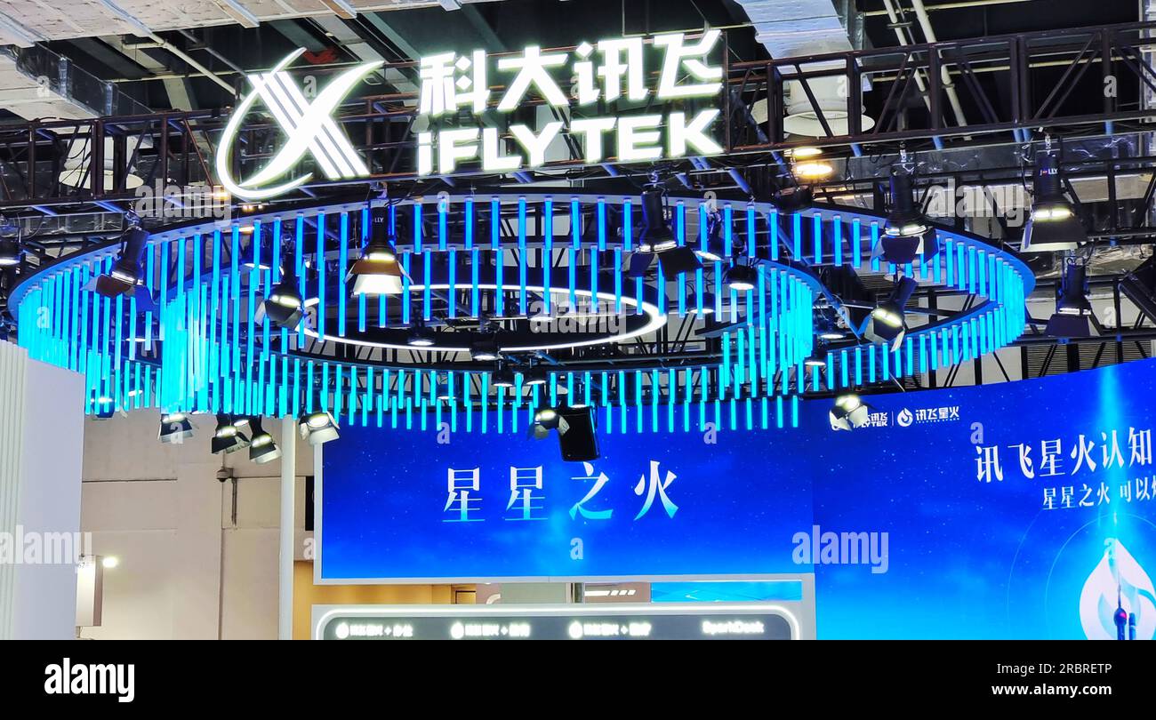 SHANGHAI, CHINA - JULY 8, 2023 - Visitors visit IFlytek's booth at the ...
