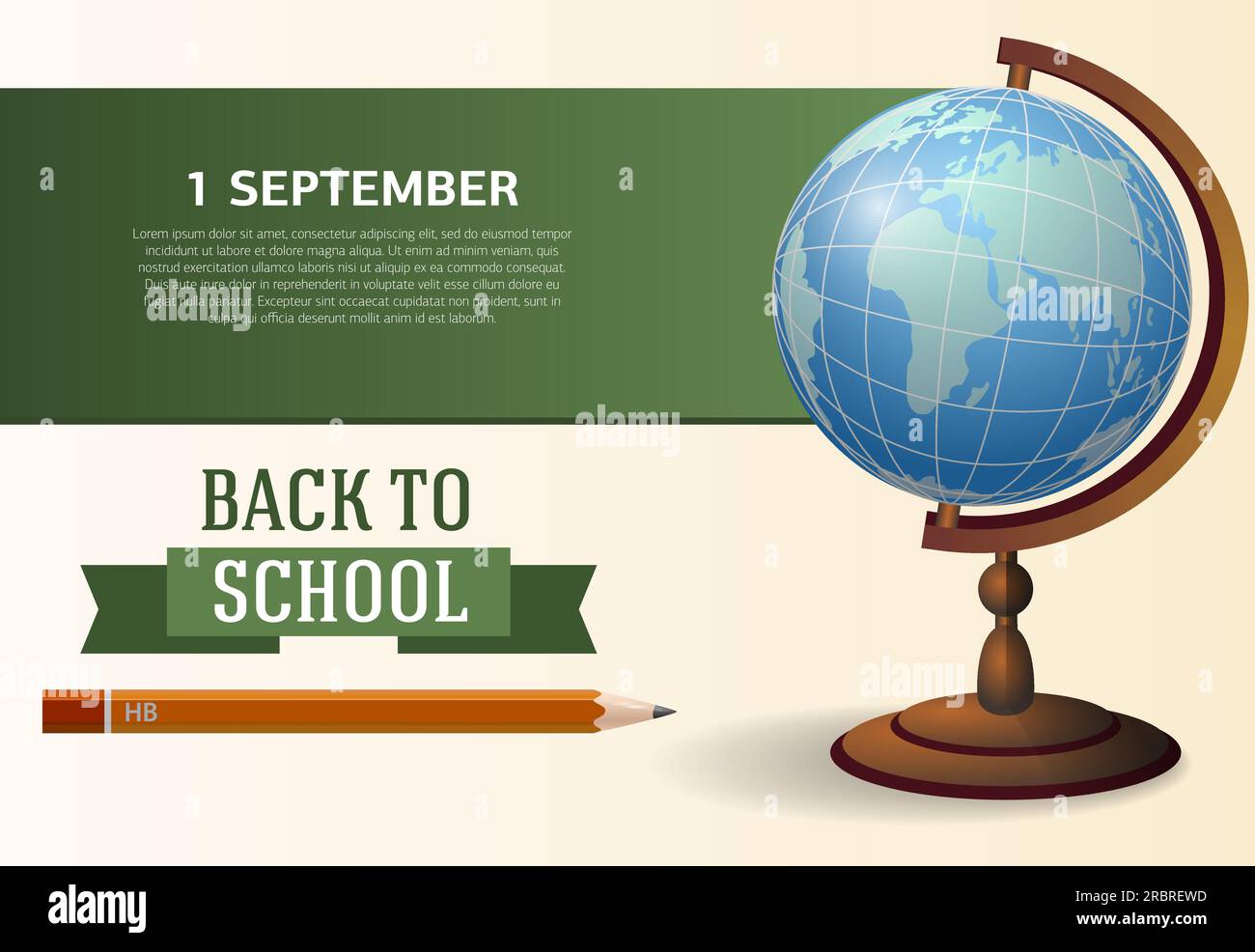 Back to school, first of September poster design with globe Stock ...