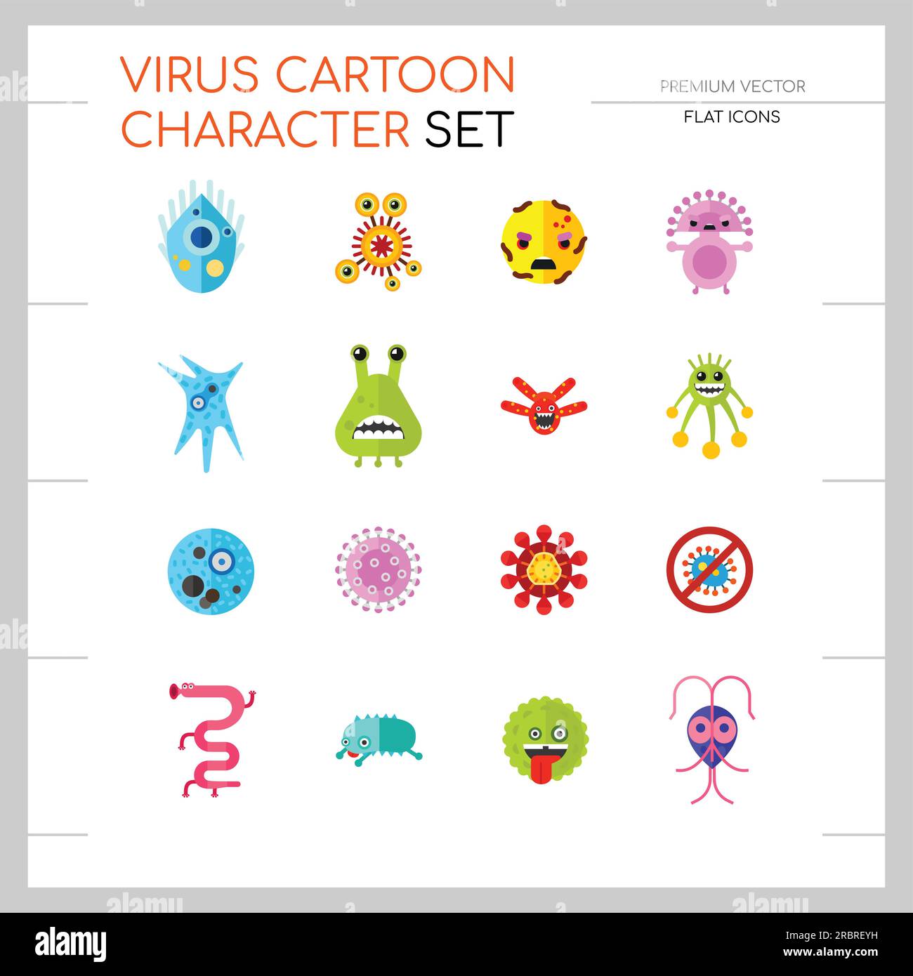 Virus Cartoon Character Icons Set Stock Vector Image & Art - Alamy