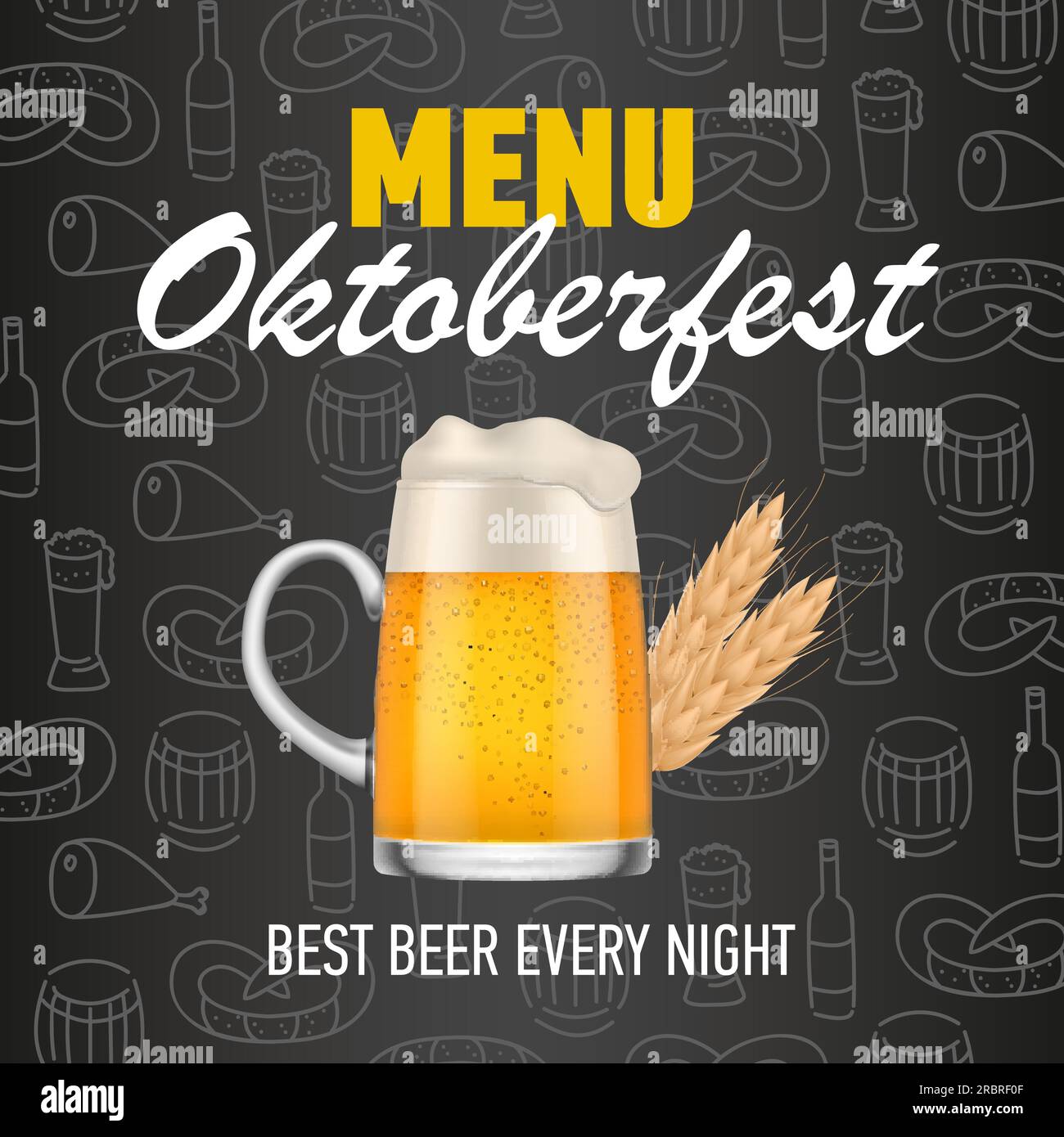 Menu, Oktoberfest, best beer every night lettering Stock Vector Image ...
