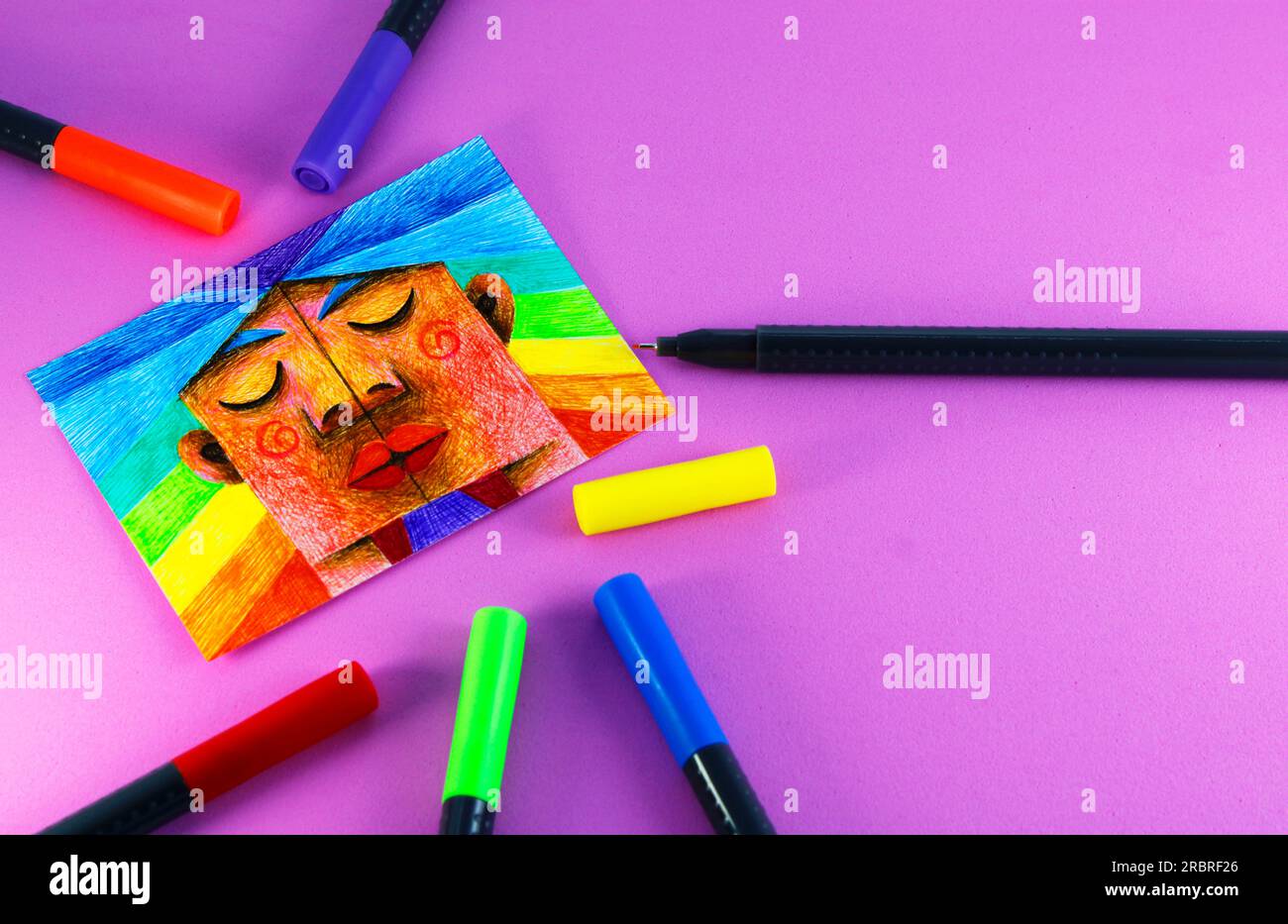 Sketch drawn with thin line graphic pen Stock Photo - Alamy