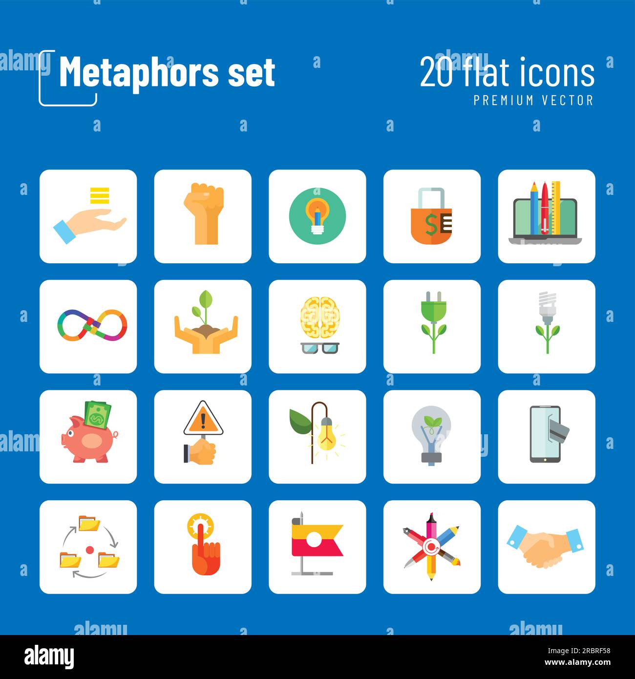 Metaphors flat icons set Stock Vector Image & Art - Alamy