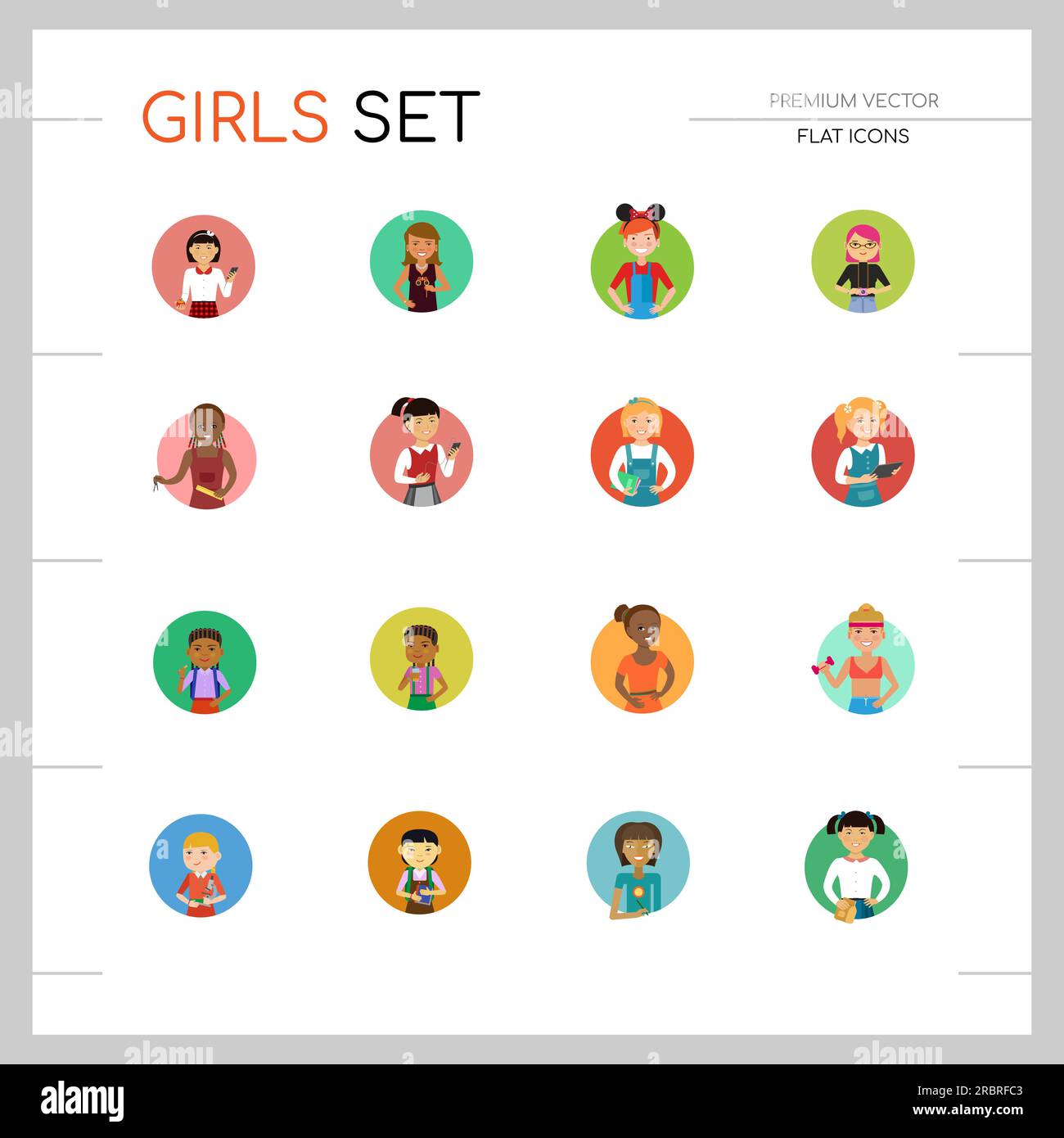 Girls Icons Set Stock Vector Image & Art - Alamy