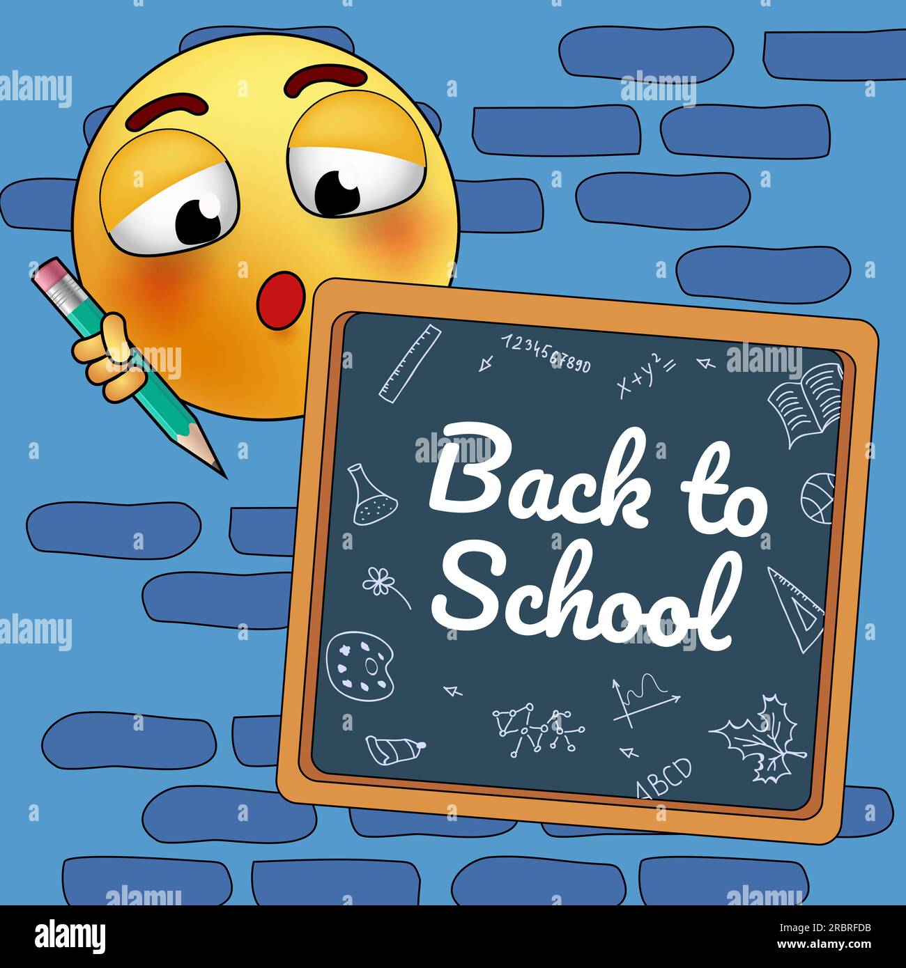 Back to school poster design. Cartoon smiley with pencil Stock Vector ...