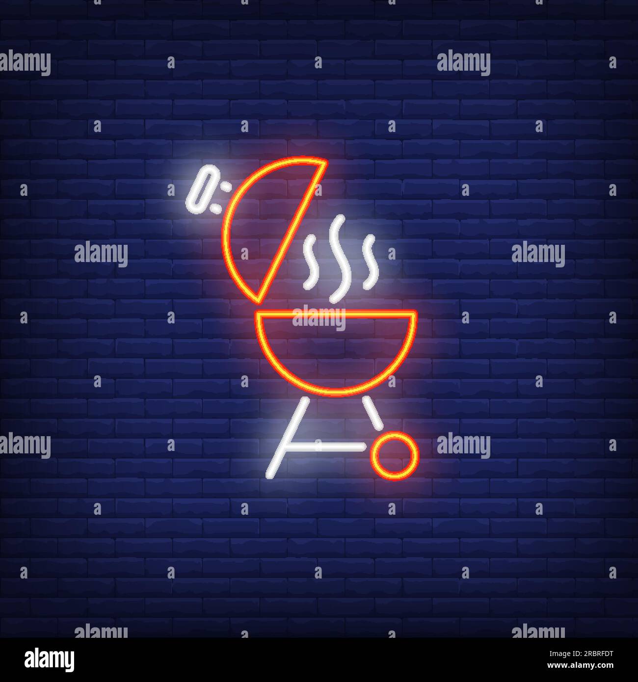 Barbeque grill with open lid and smoke neon sign Stock Vector Image ...