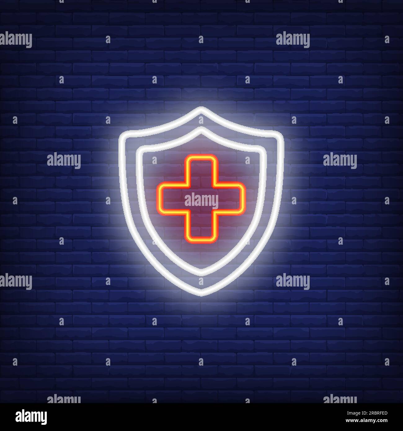 Shield with cross neon sign Stock Vector Image & Art - Alamy