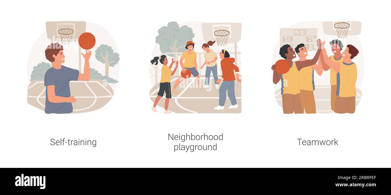 Basketball isolated cartoon vector illustration set. Self-training ...