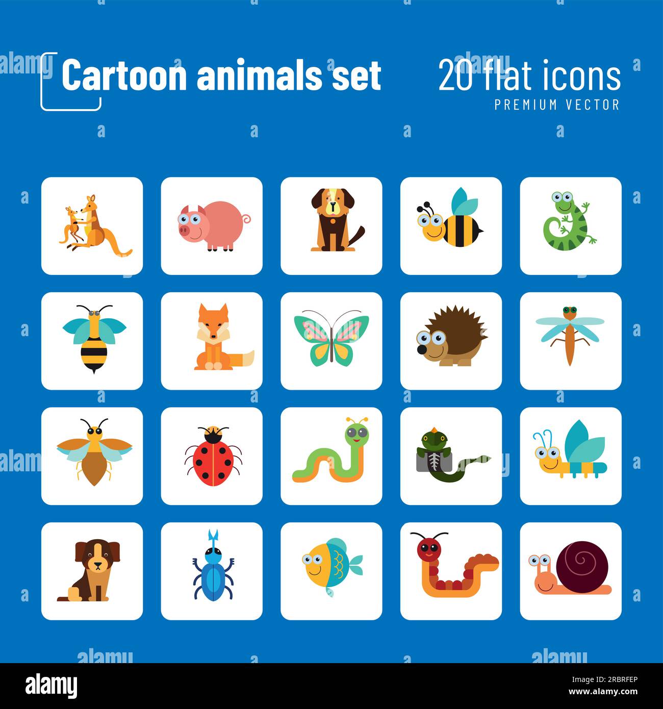 Cartoon animals icons set Stock Vector Image & Art - Alamy