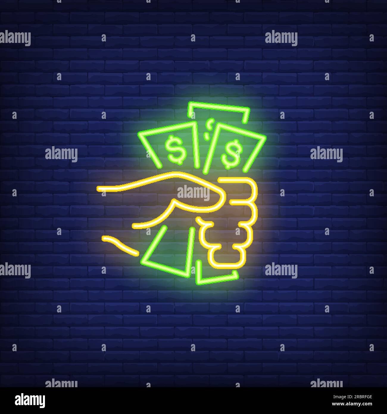 Hand holding dollar bills neon sign Stock Vector Image & Art - Alamy