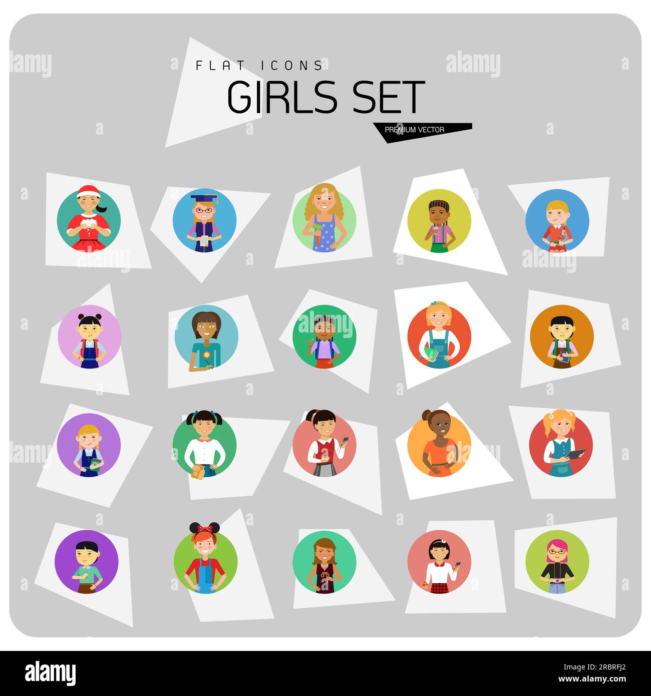 Girls Icons Set Stock Vector Image & Art - Alamy