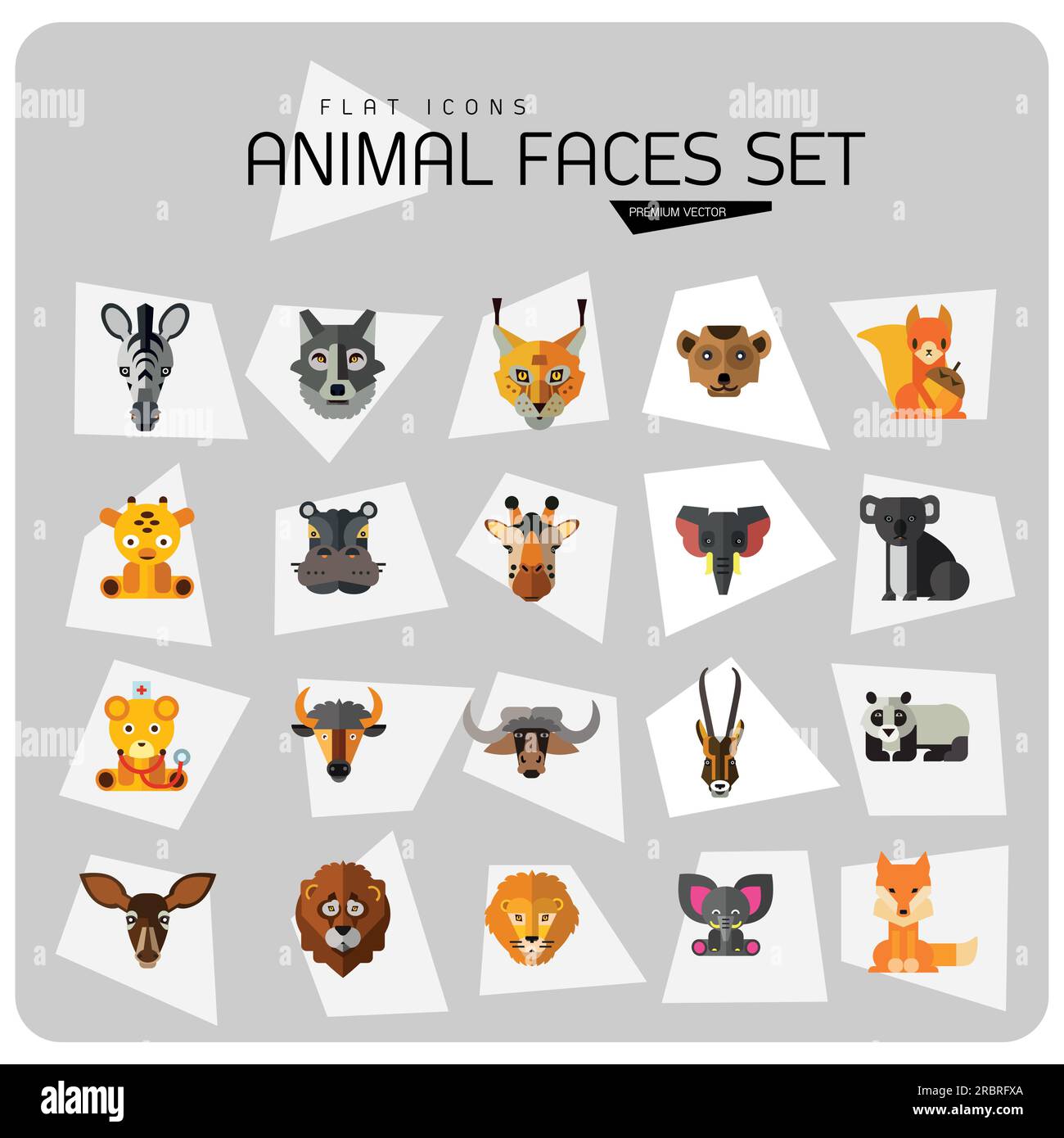 Animal Faces Icon Set Stock Vector Image & Art - Alamy