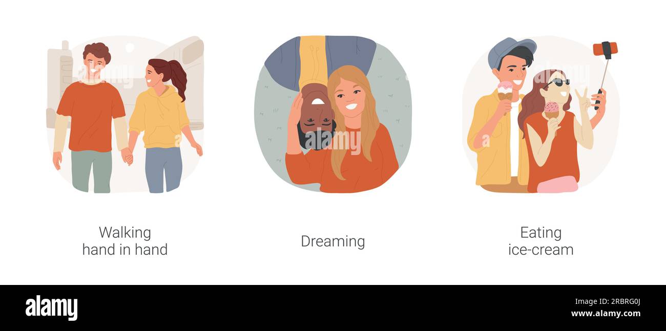 Teenager first love isolated cartoon vector illustration set. Teenage ...