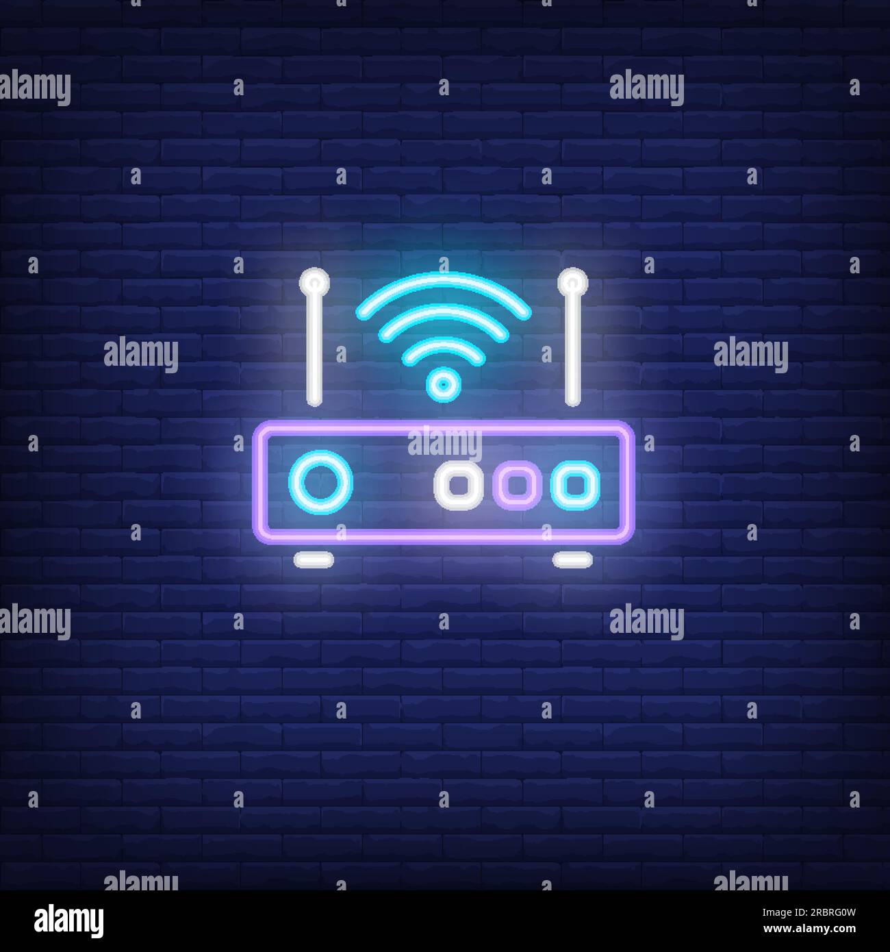 Router with signal symbol neon sign Stock Vector Image & Art - Alamy