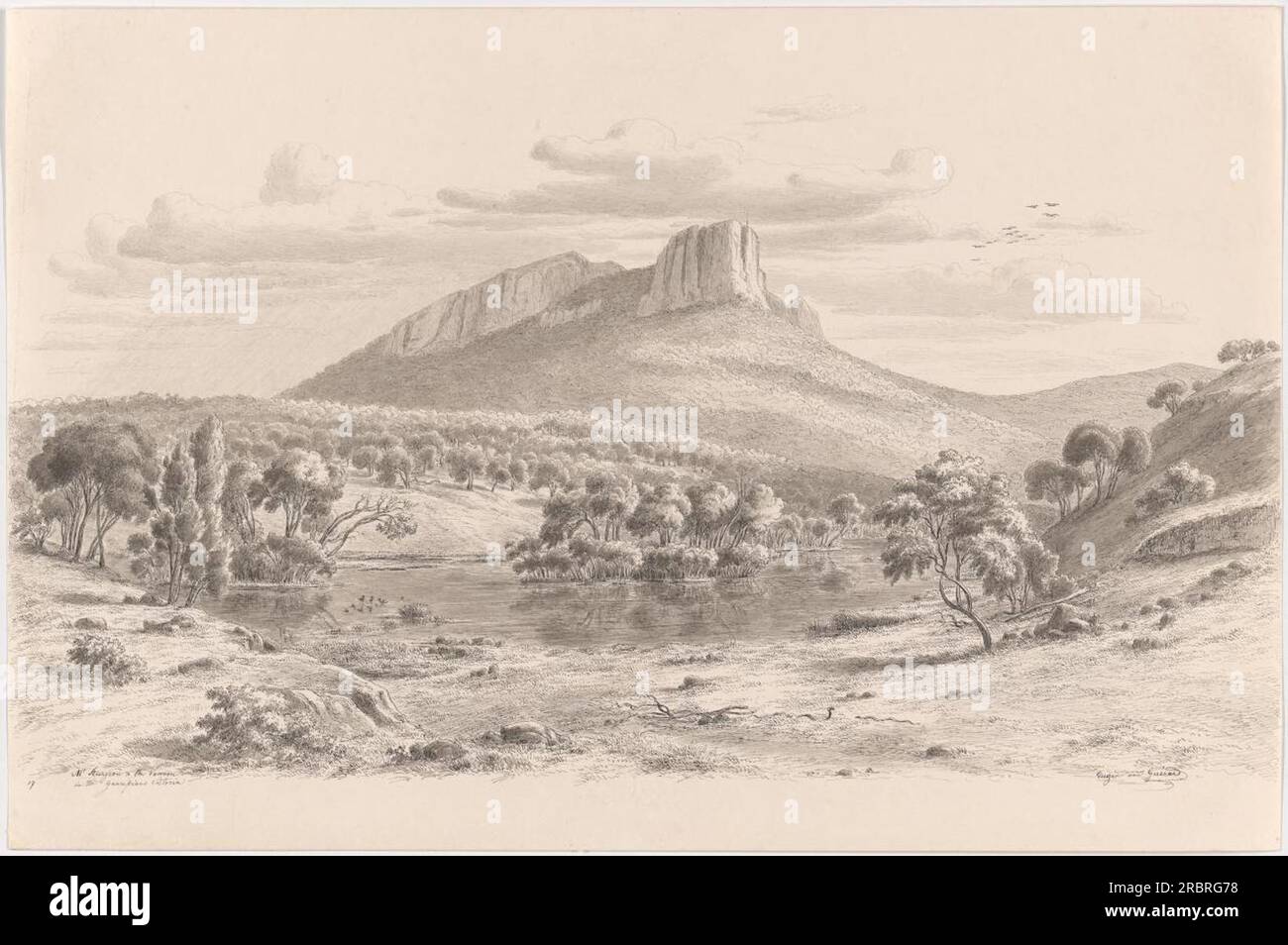 Mt. Sturgeon and the Wannon in the Grampians, Victoria 1858 by Eugene ...