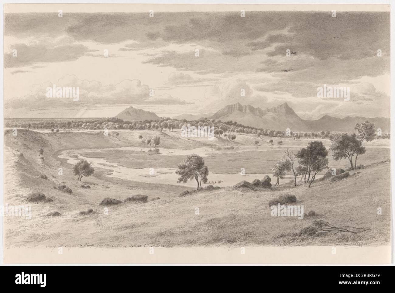 View of Mount Sturgeon and Abrupt from the crater of Bald Hill, an ...