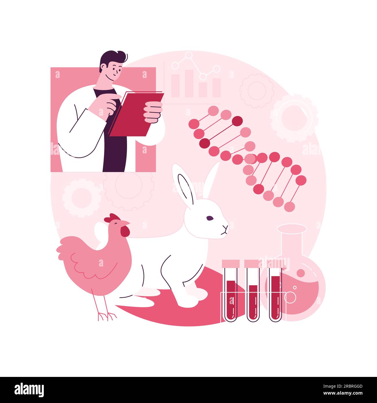 Genetically modified animals abstract concept vector illustration. Genetically modified food ...
