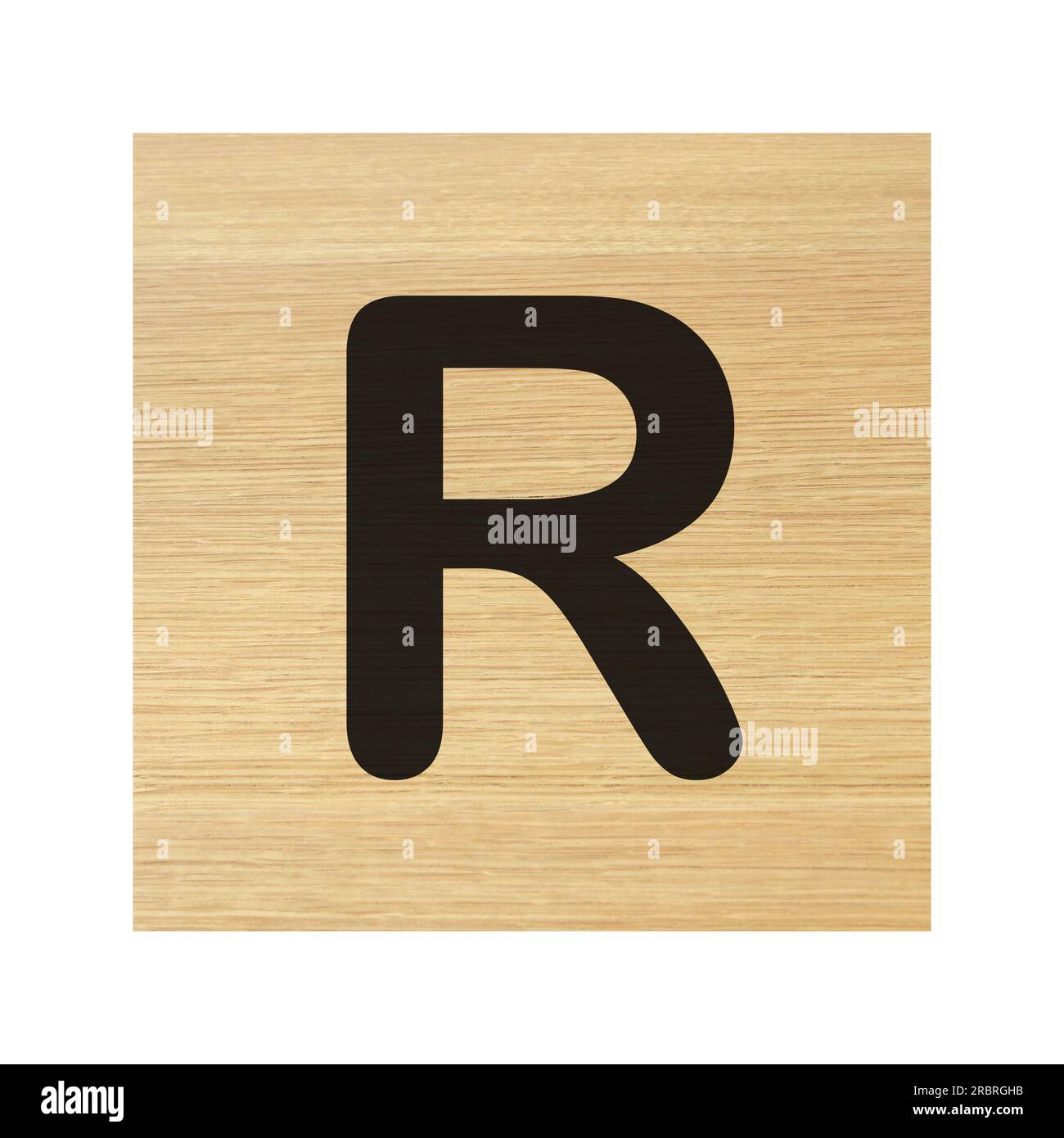 Capital R wood block on white with clipping path Stock Photo - Alamy