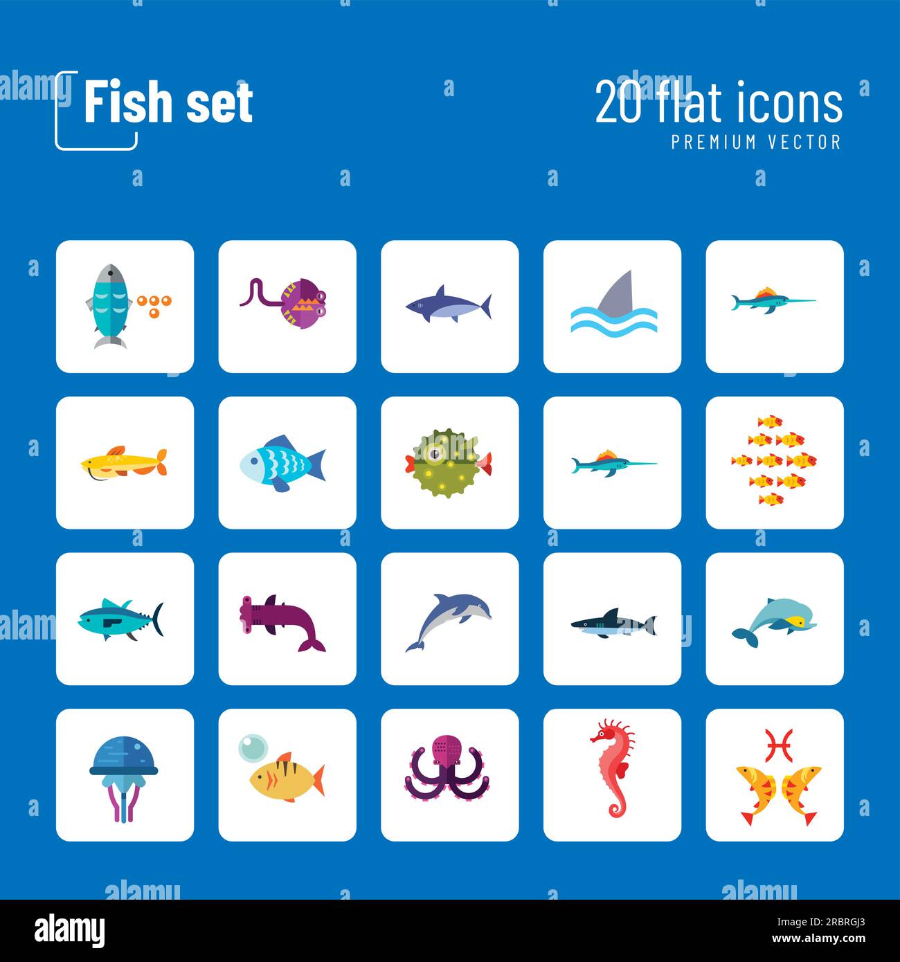 Fish Icons Set Stock Vector Image & Art - Alamy
