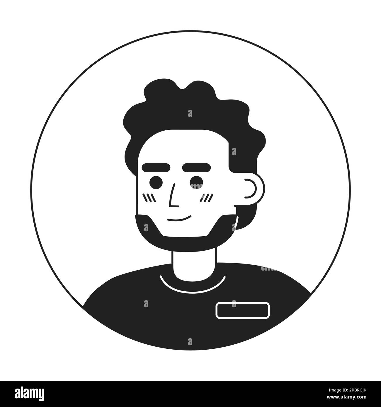 Happy Indian Man Monochrome Flat Linear Character Head Editable